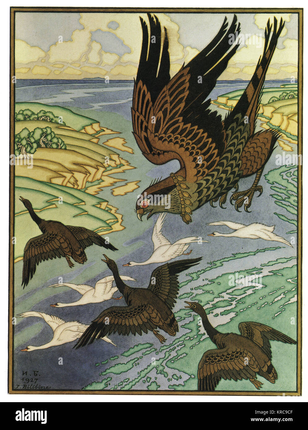 Ivan BILIBIN - falcon illustration for the epic volga 1927 Stock Photo ...