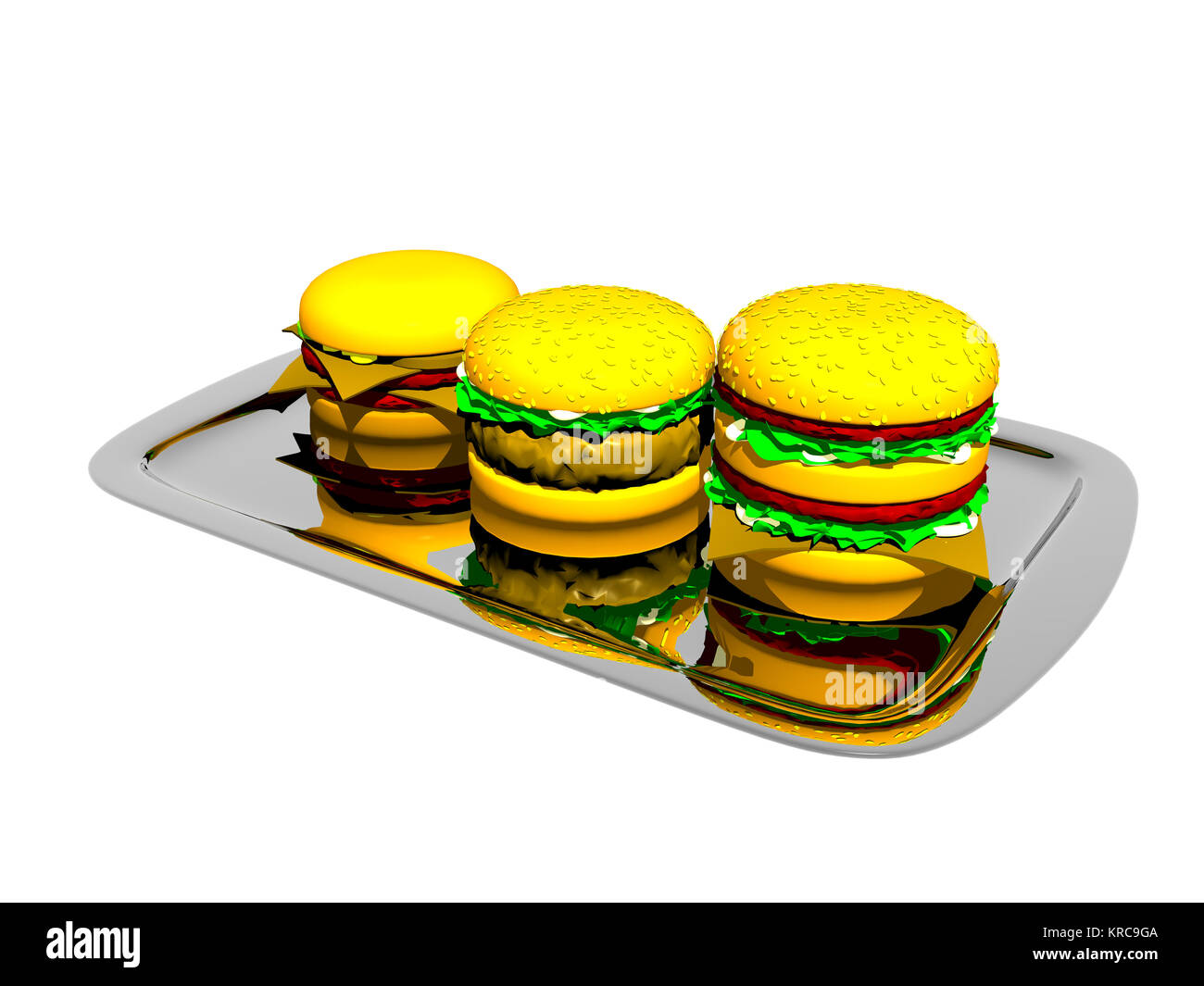 Hamburger on serving plate exempted Stock Photo - Alamy