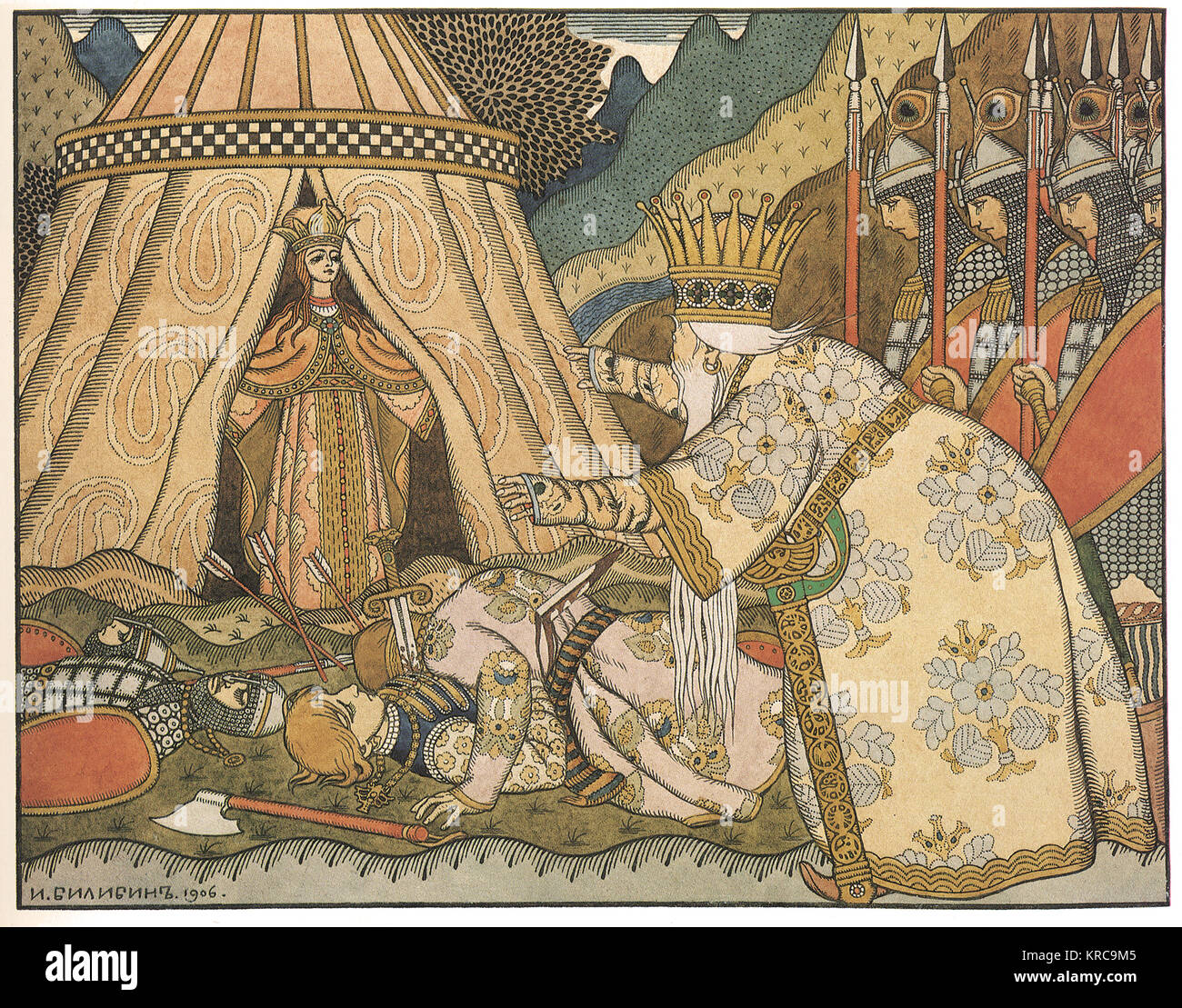 Ivan BILIBIN - illustration for the poem the tale of the golden ...