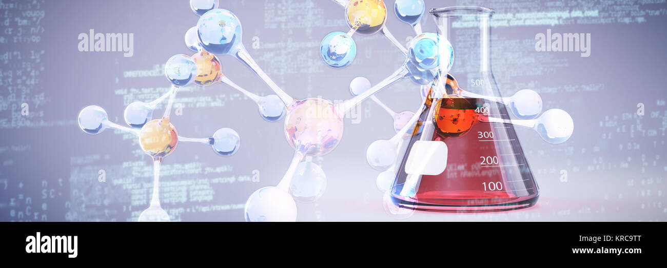 DNA structure against concial flask with chemical solution Stock Photo ...