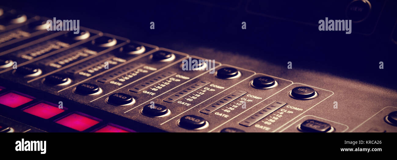 Close-up detail of sound mixer in recording studio Stock Photo - Alamy