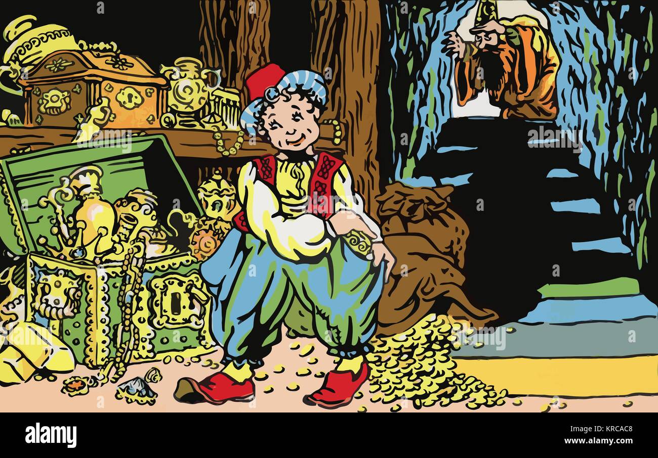 An Illustration on the motive a fairy tale Aladdin and His Wonderful ...