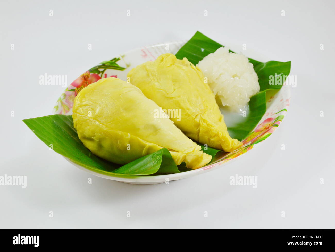 durian and sticky rice dressing with coconut cream Stock Photo - Alamy