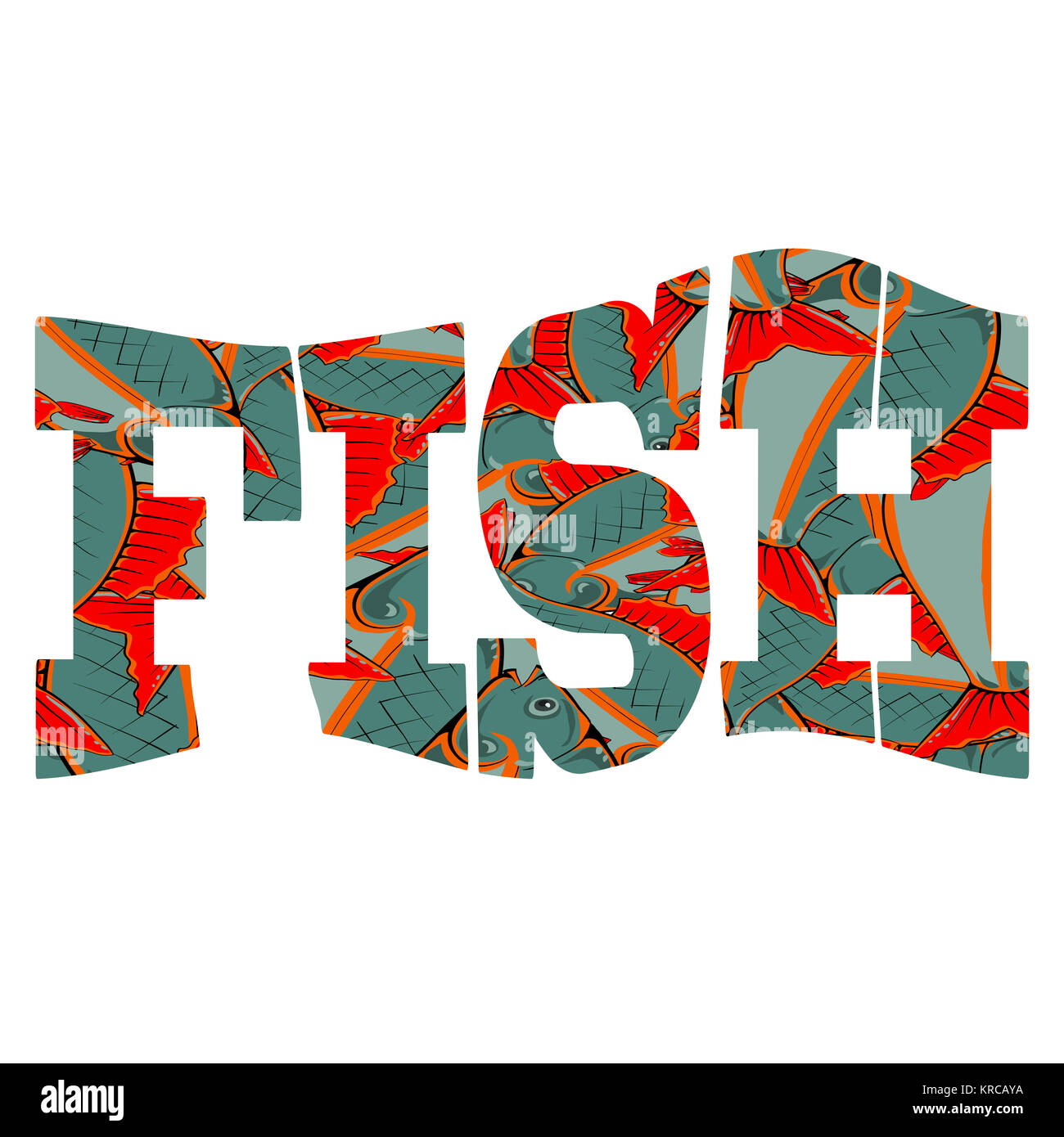Fish Pattern Text Isolated on White Background Stock Photo - Alamy