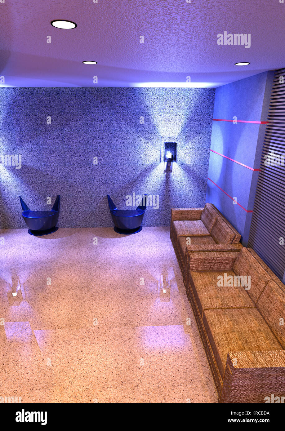 3D rendering of a hotel waiting area interior Stock Photo - Alamy