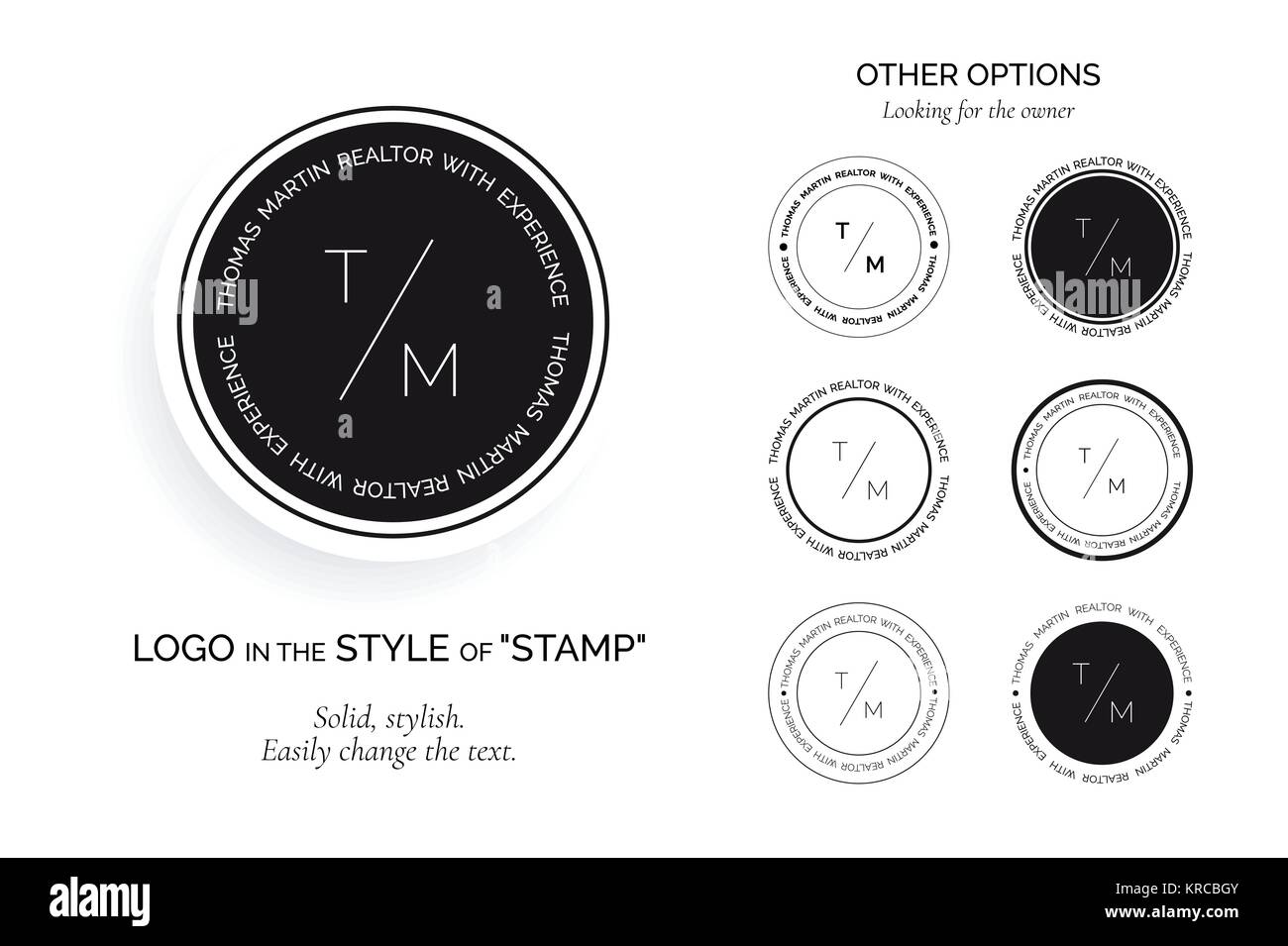 Set of black logos in the style of the stamp Stock Vector Image & Art ...