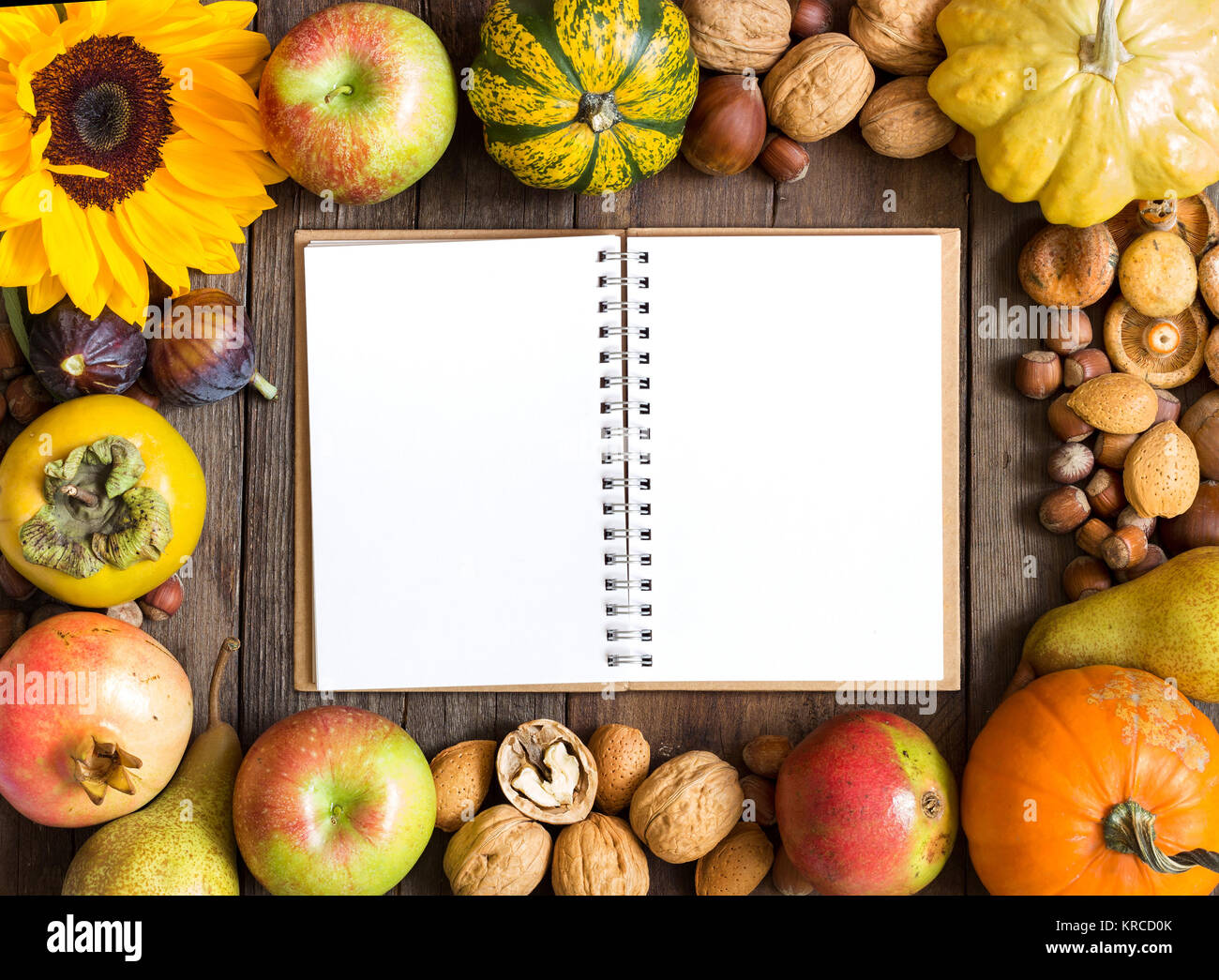 Autumn frame background with notebook Stock Photo - Alamy