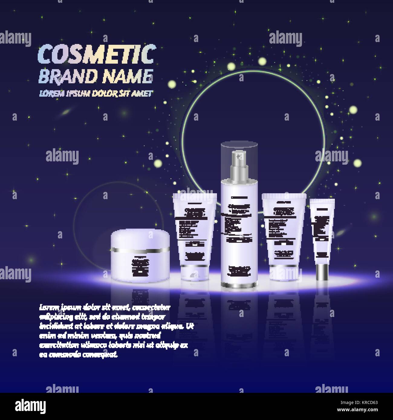 3D realistic cosmetic bottle ads template. Cosmetic brand advertising ...