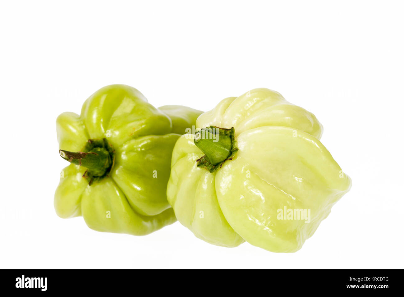Vegetable of small green chili pepper habanero on white background ...