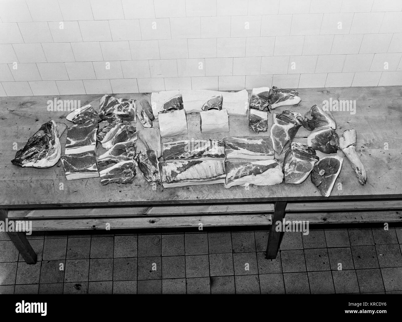 Parts of a sheep cut into joints in butchery school college, Finland ...