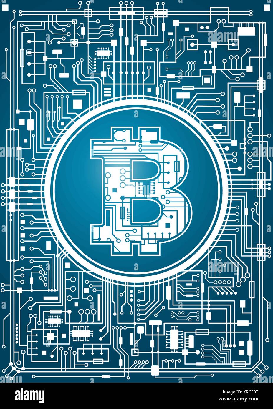 Bitcoin digital currency background. Futuristic chipset technology ...