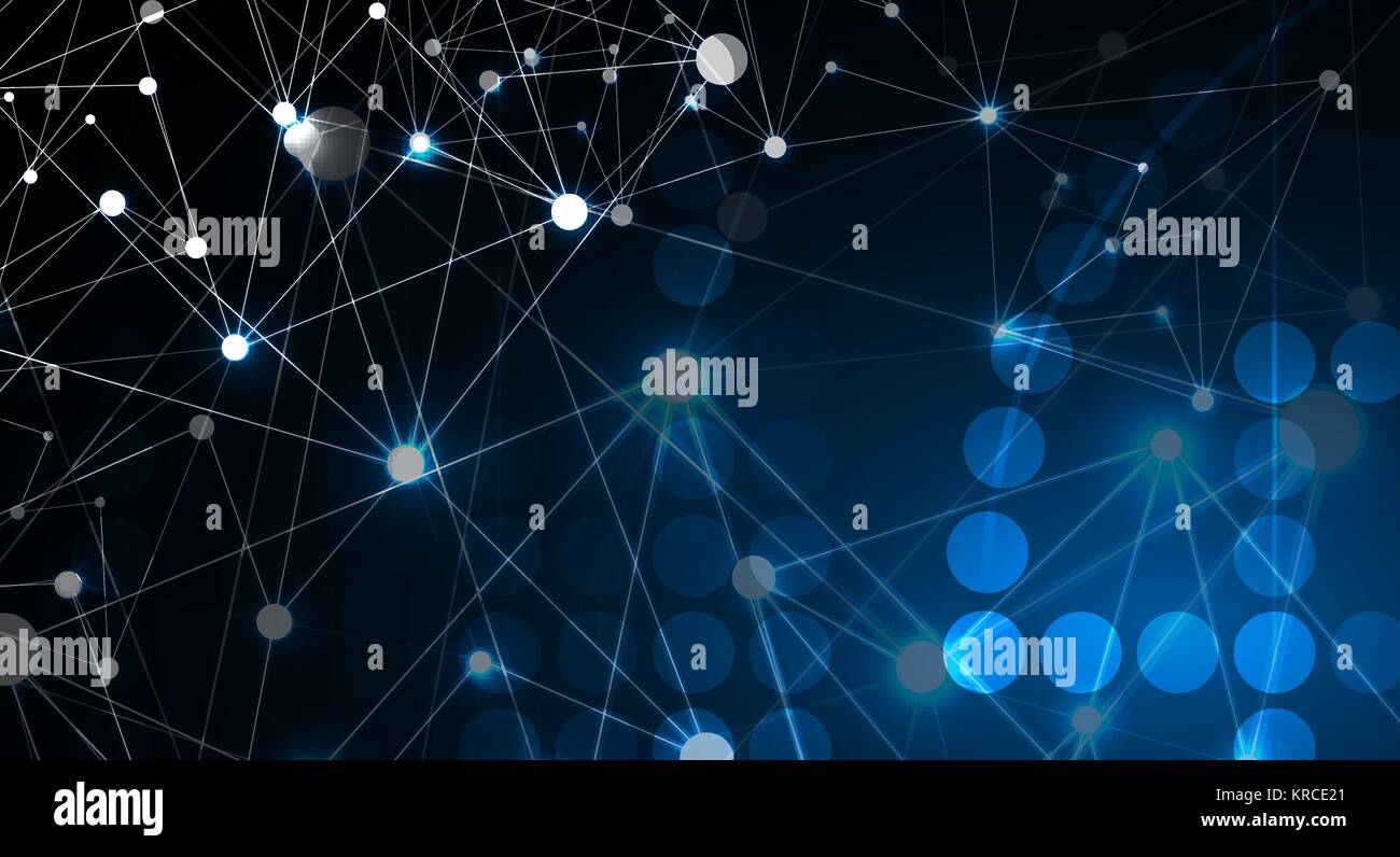 Neural network concept. Connected cells with links. High technology process. Abstract background ...