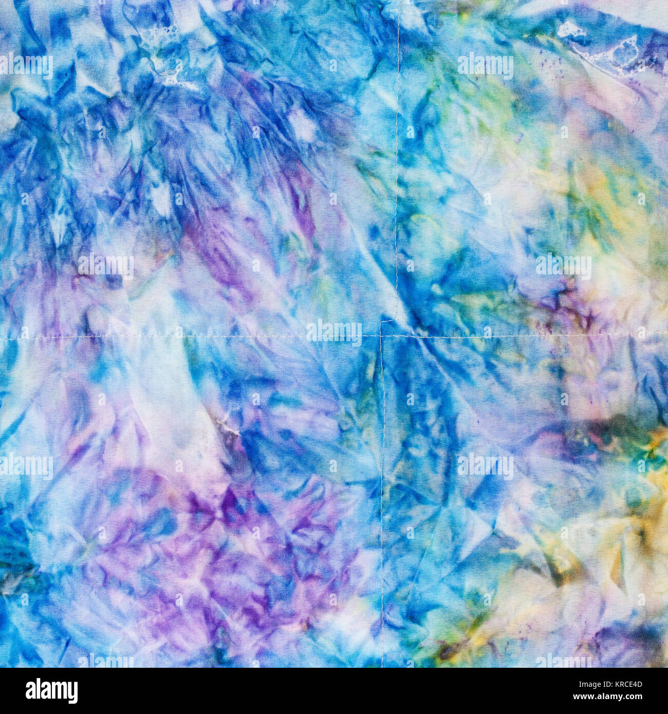 abstract blue and yellow colored stitched batik Stock Photo - Alamy
