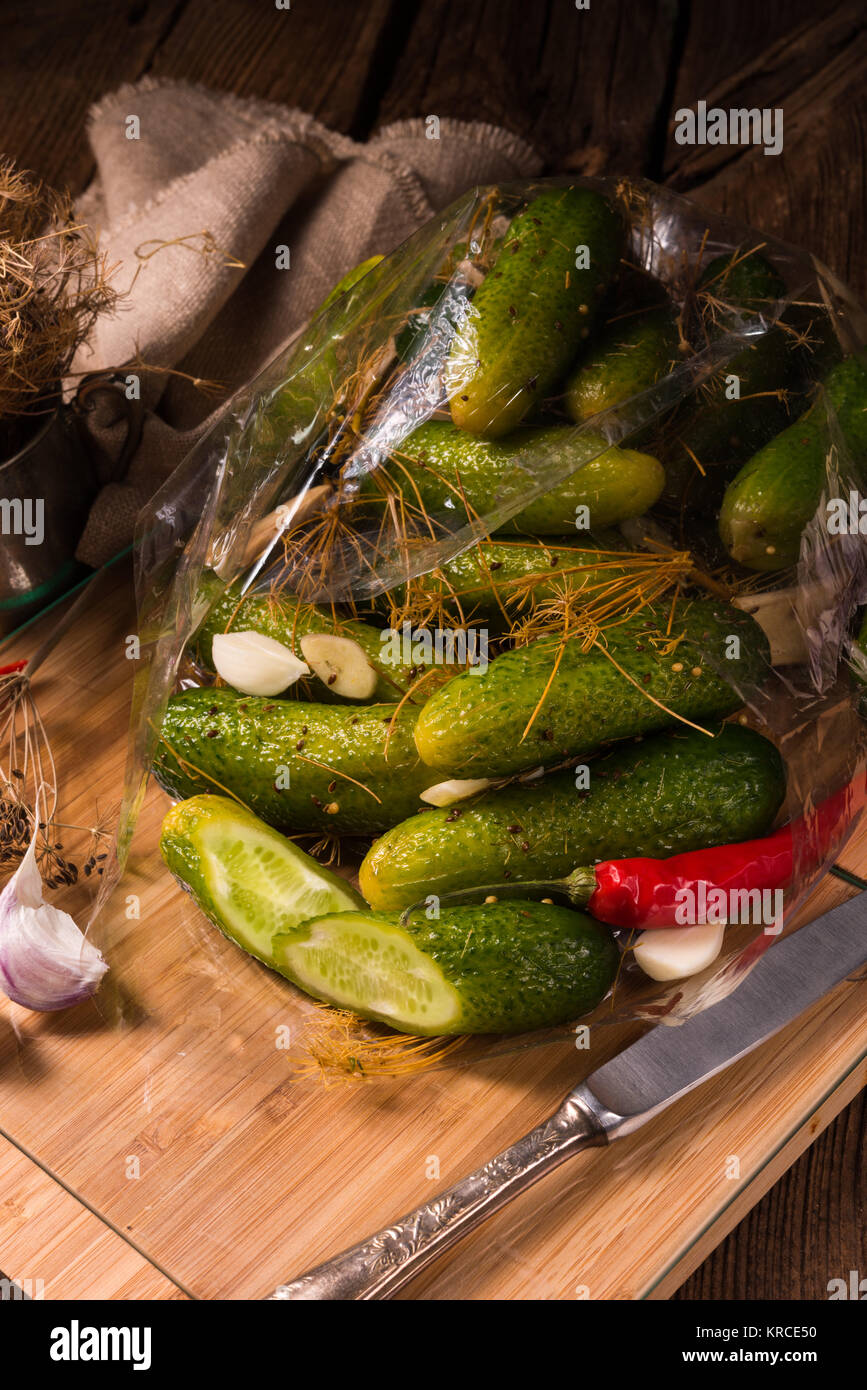 Salt cucumbers briefly stored Stock Photo - Alamy