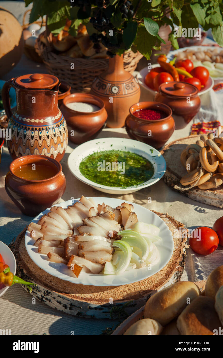 Russian table with food Stock Photo - Alamy