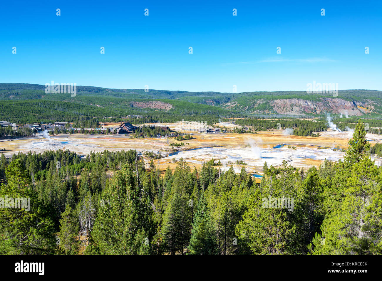 Upper Basin Geyser Landscape View Stock Photo - Alamy