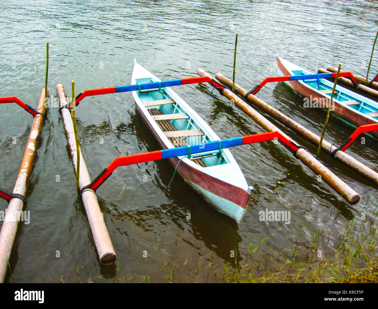 Traditional Balinese boat on a Sanur beach in Bali, Indonesia Stock ...