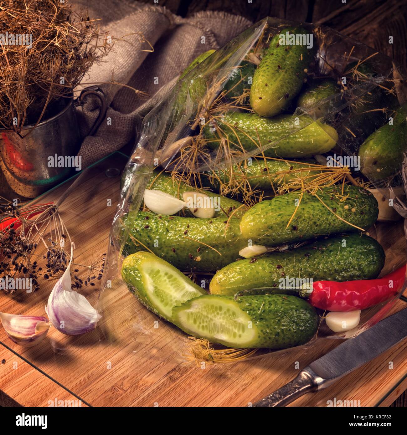 Salt cucumbers briefly stored Stock Photo - Alamy