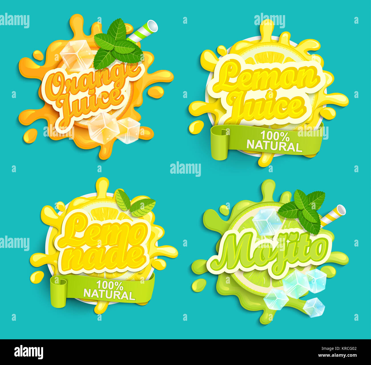 Set of labels splash Stock Photo - Alamy