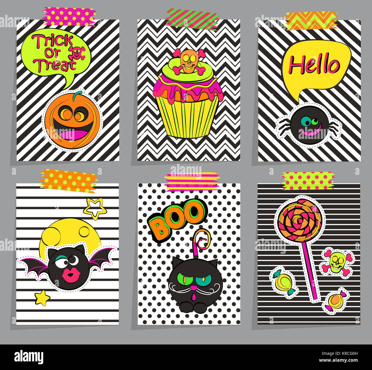 Set of stylish halloween cards Stock Photo - Alamy