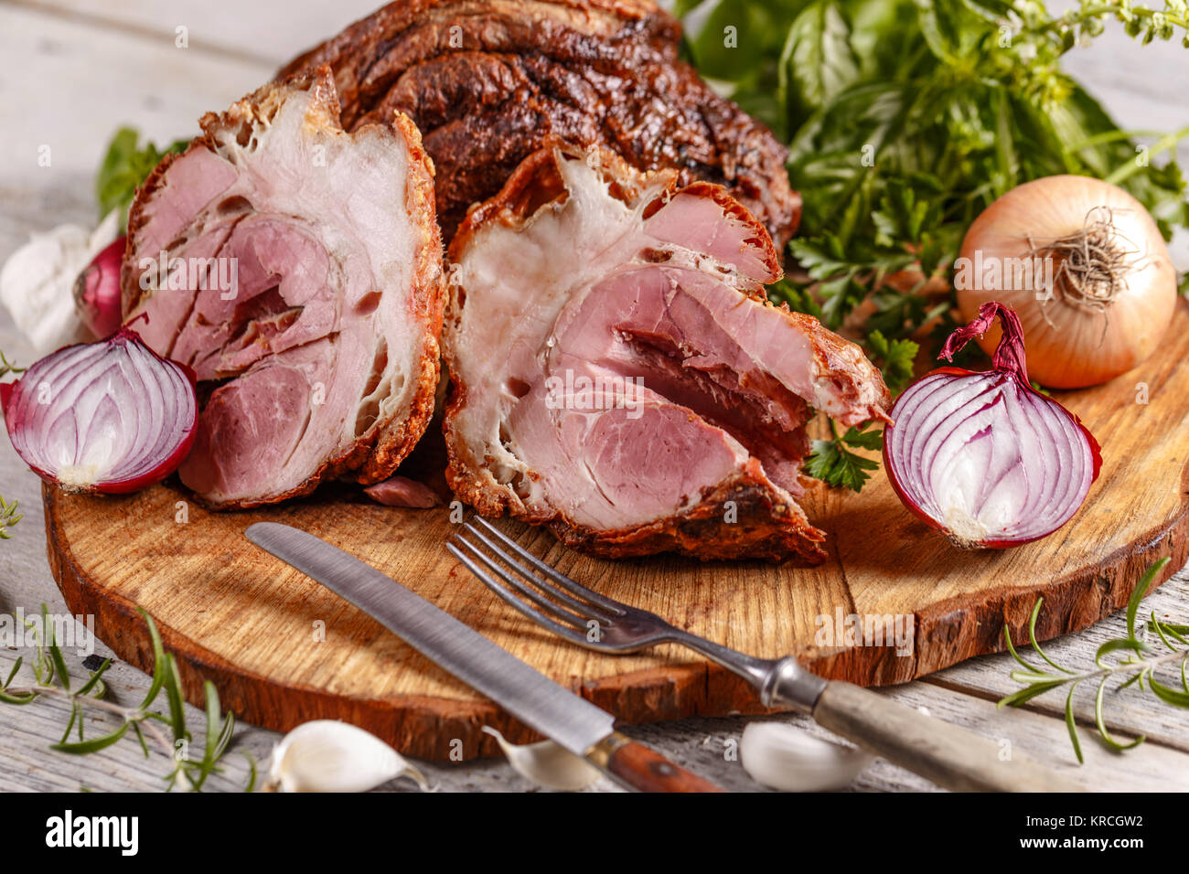Smoked spicy gammon Stock Photo - Alamy