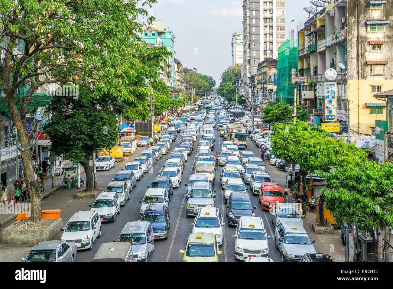 Street in Yangon, Myanmar Stock Photo - Alamy