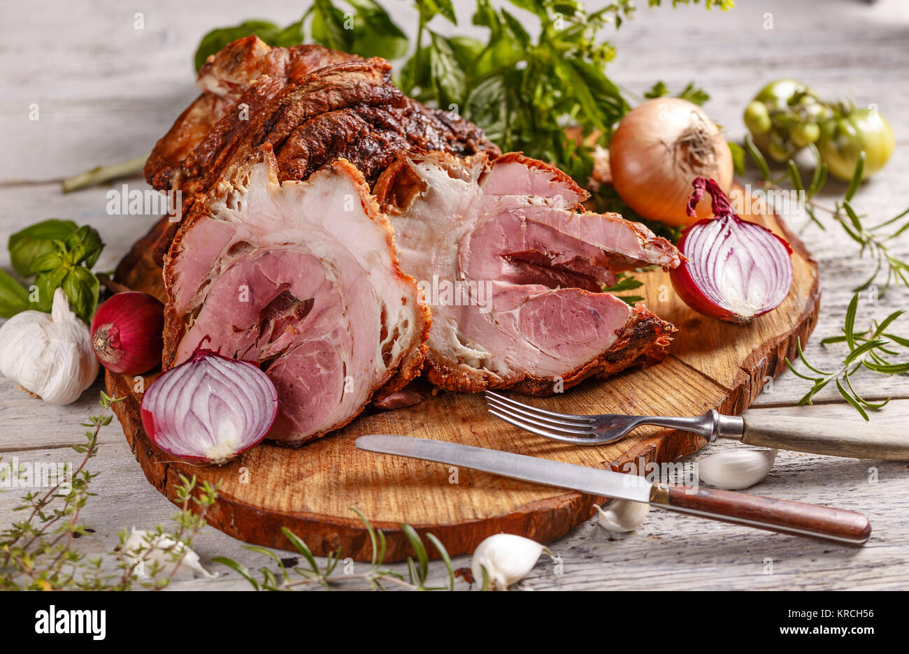 Smoked spicy gammon Stock Photo - Alamy