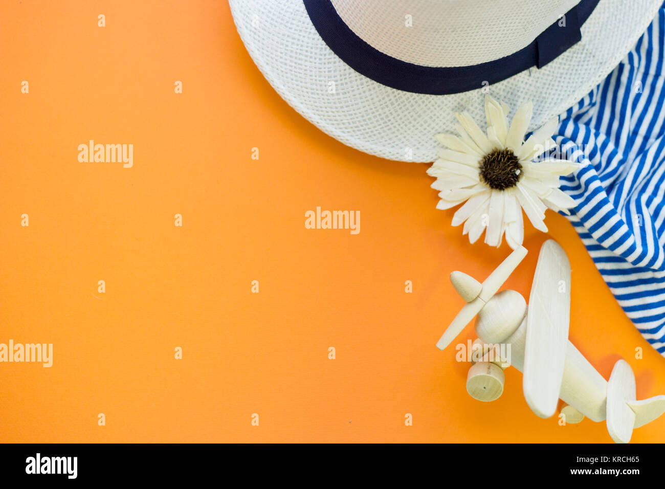 Travel and tourism concept. Bright orange background with summer ...