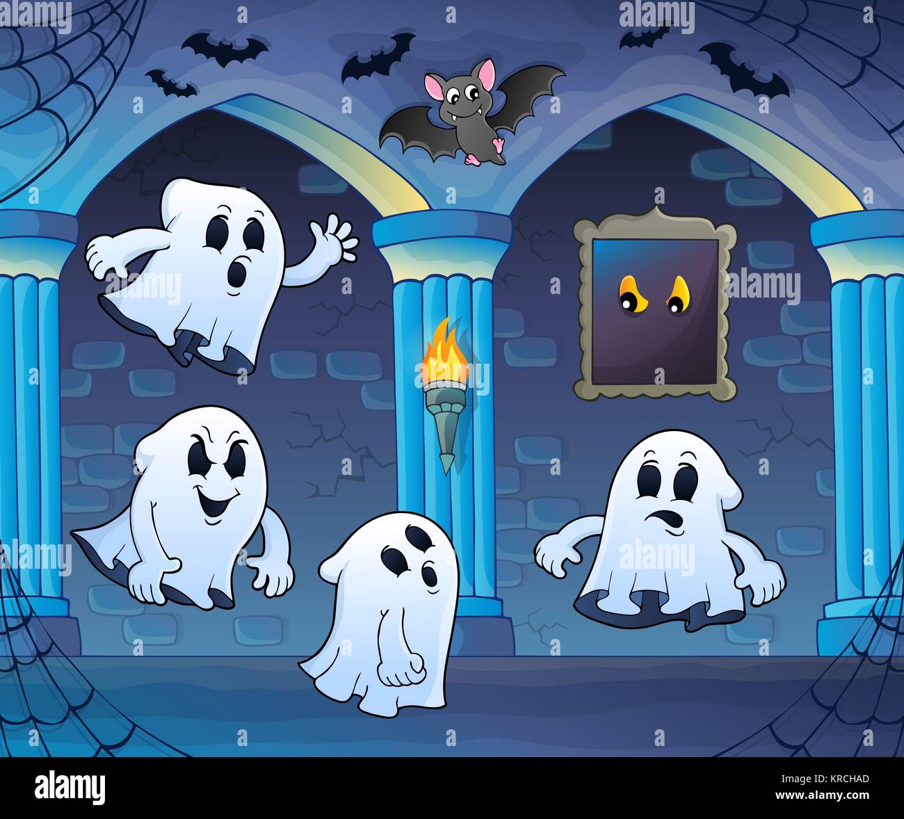 Ghosts in haunted castle theme 3 Stock Photo - Alamy