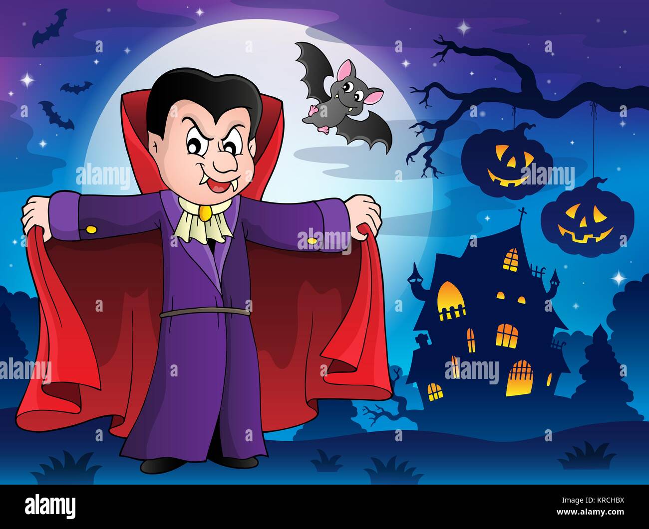 Vampire in Halloween scenery 1 Stock Photo - Alamy