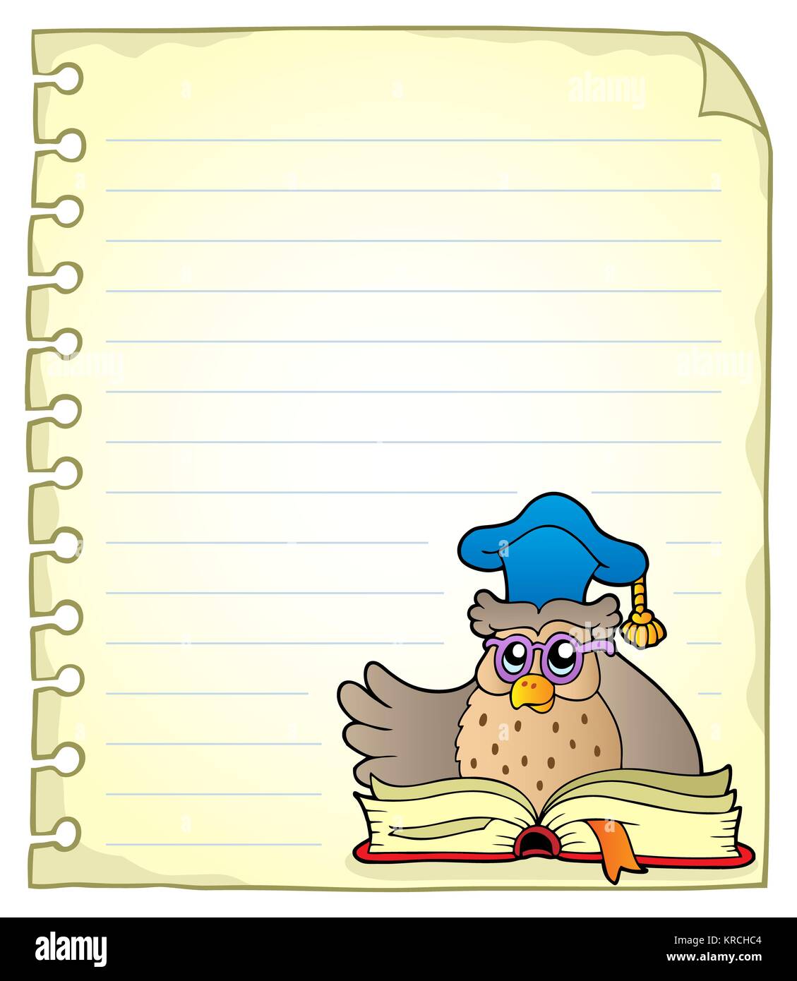 Notebook page with owl teacher 6 Stock Photo - Alamy