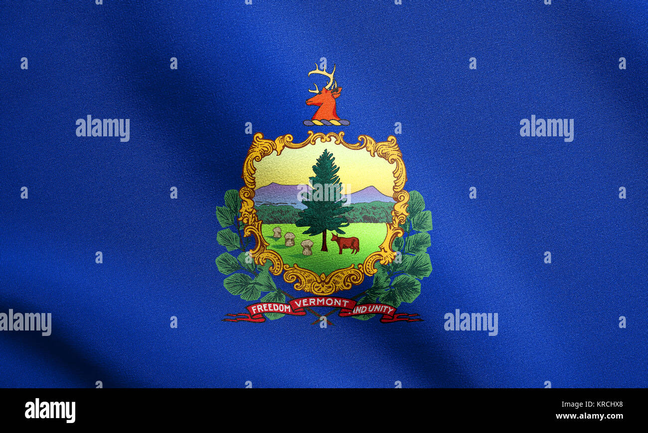 Flag of Vermont waving with fabric texture Stock Photo - Alamy