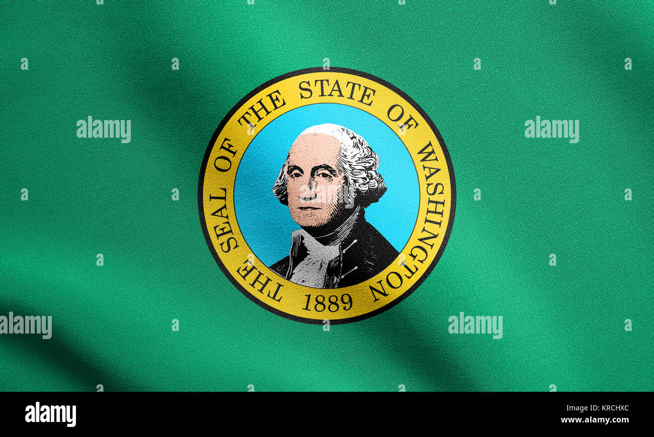 Flag of Washington state waving, fabric texture Stock Photo - Alamy