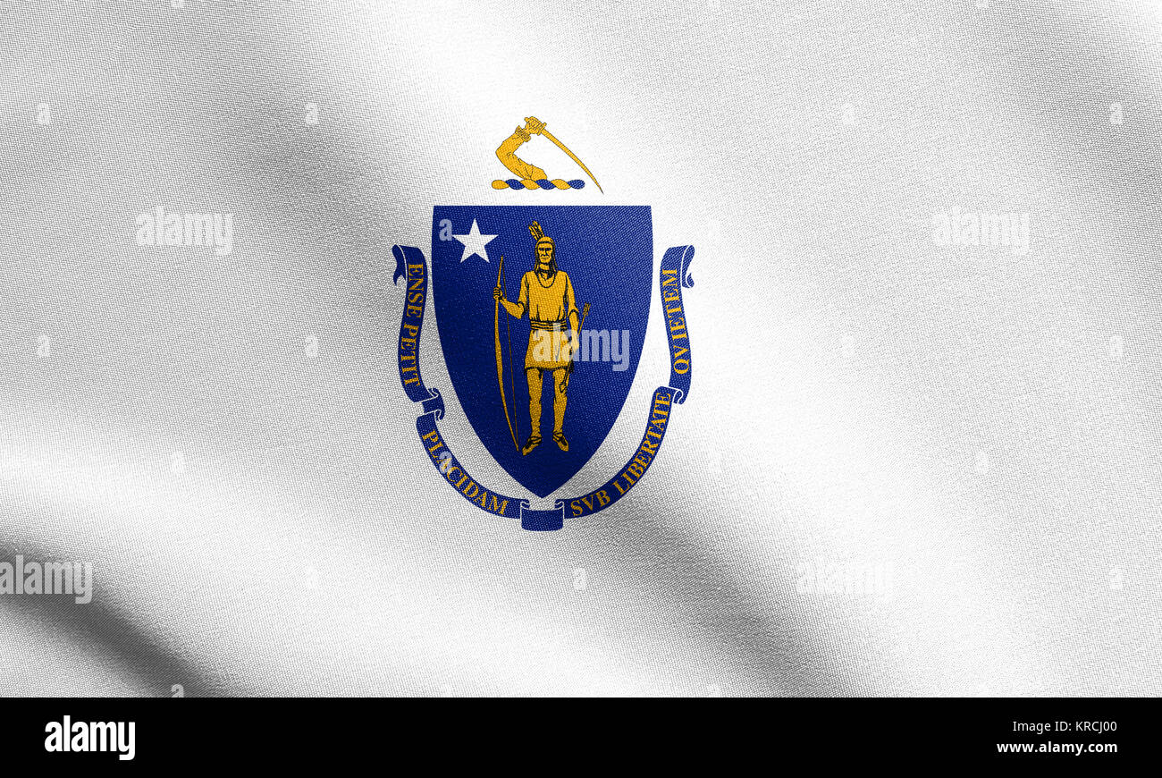 Flag of Massachusetts waving with fabric texture Stock Photo - Alamy