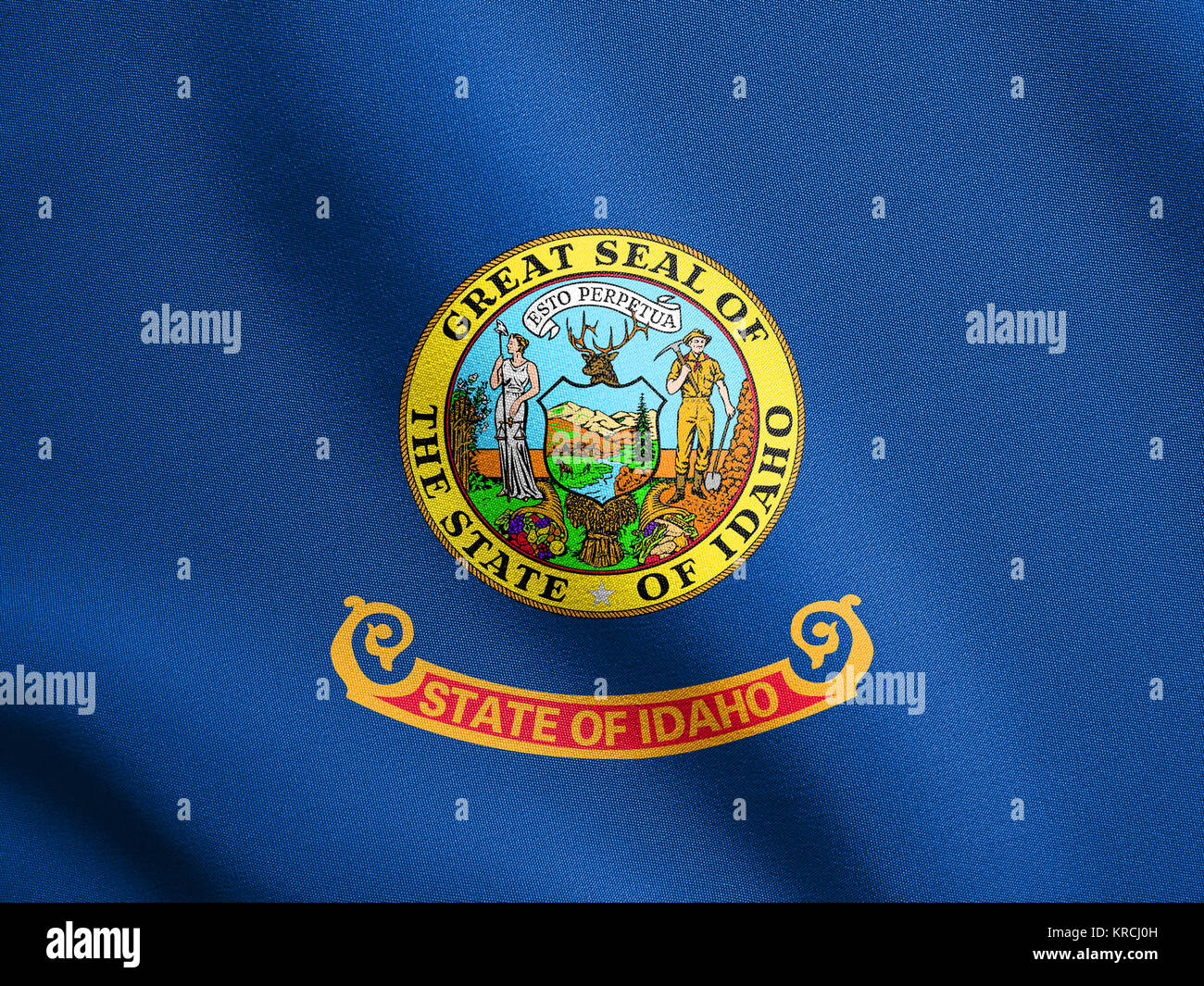 Flag of Idaho waving with fabric texture Stock Photo - Alamy