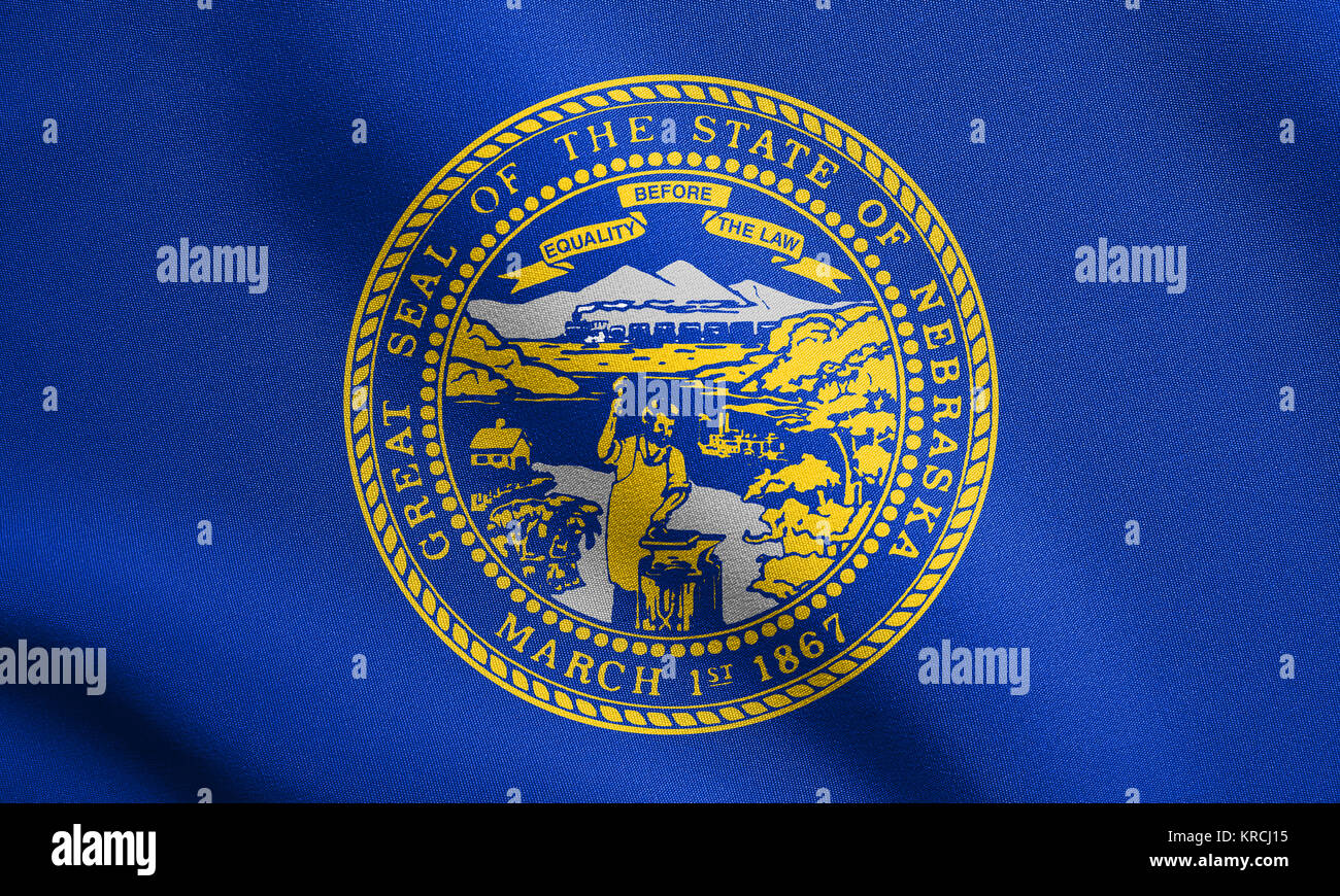 Flag of Nebraska waving with fabric texture Stock Photo - Alamy