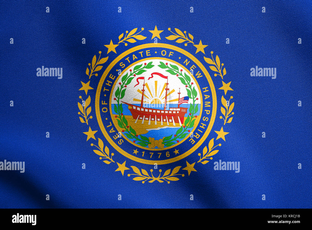 Flag of New Hampshire waving with fabric texture Stock Photo - Alamy