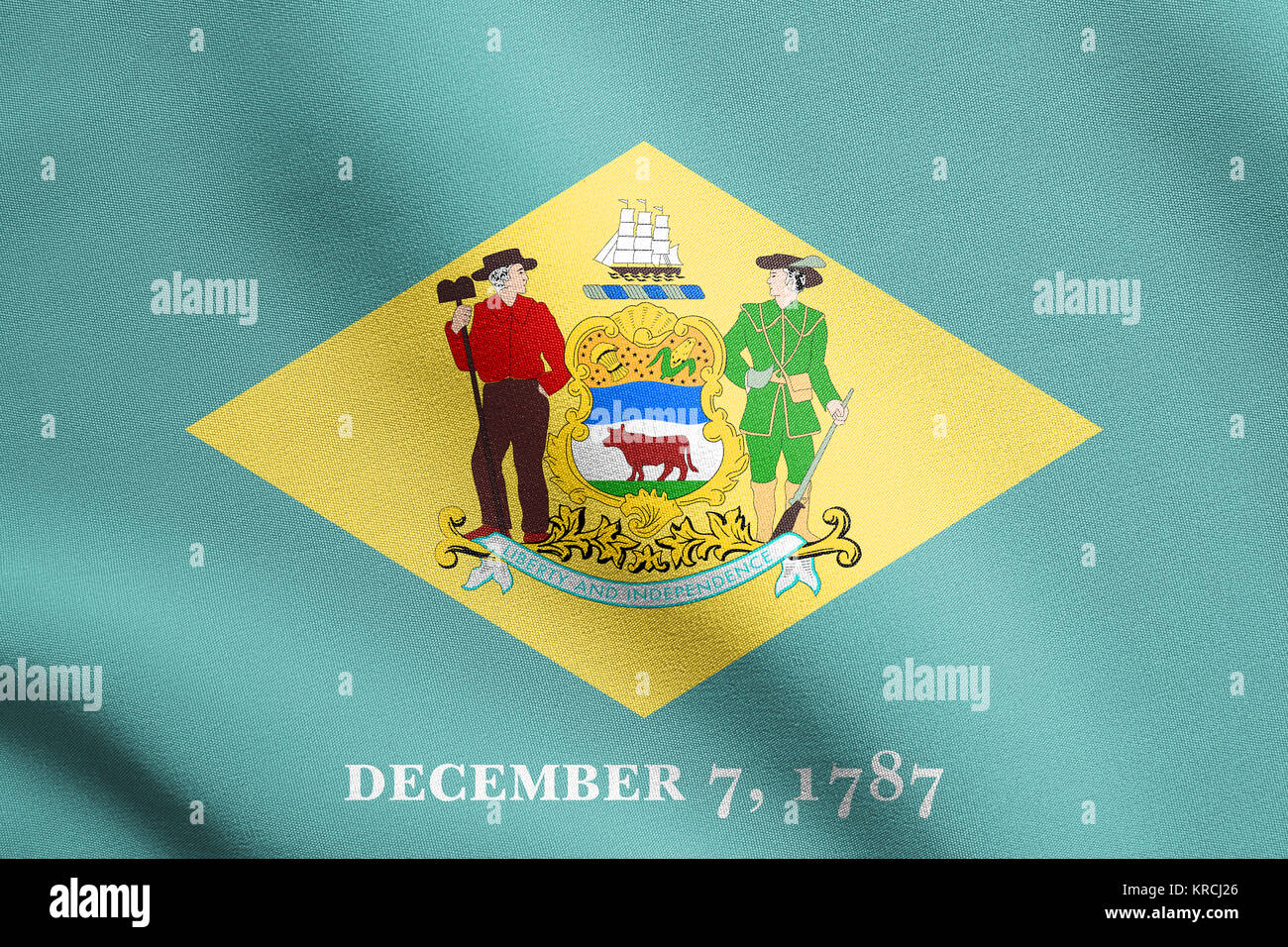 Flag of Delaware waving with fabric texture Stock Photo - Alamy