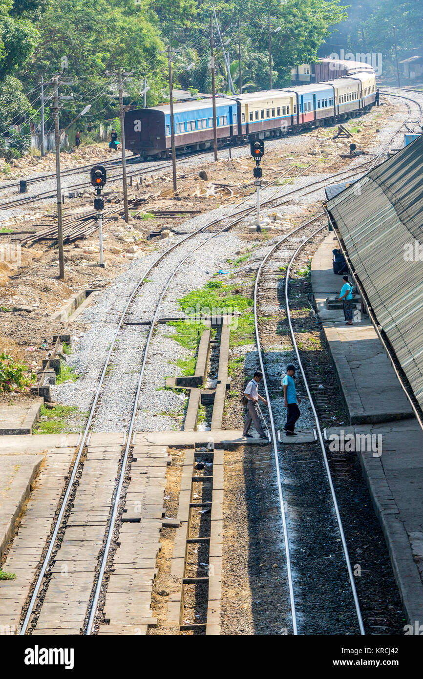 Railway and train station in Yangon, Myanmar Stock Photo - Alamy