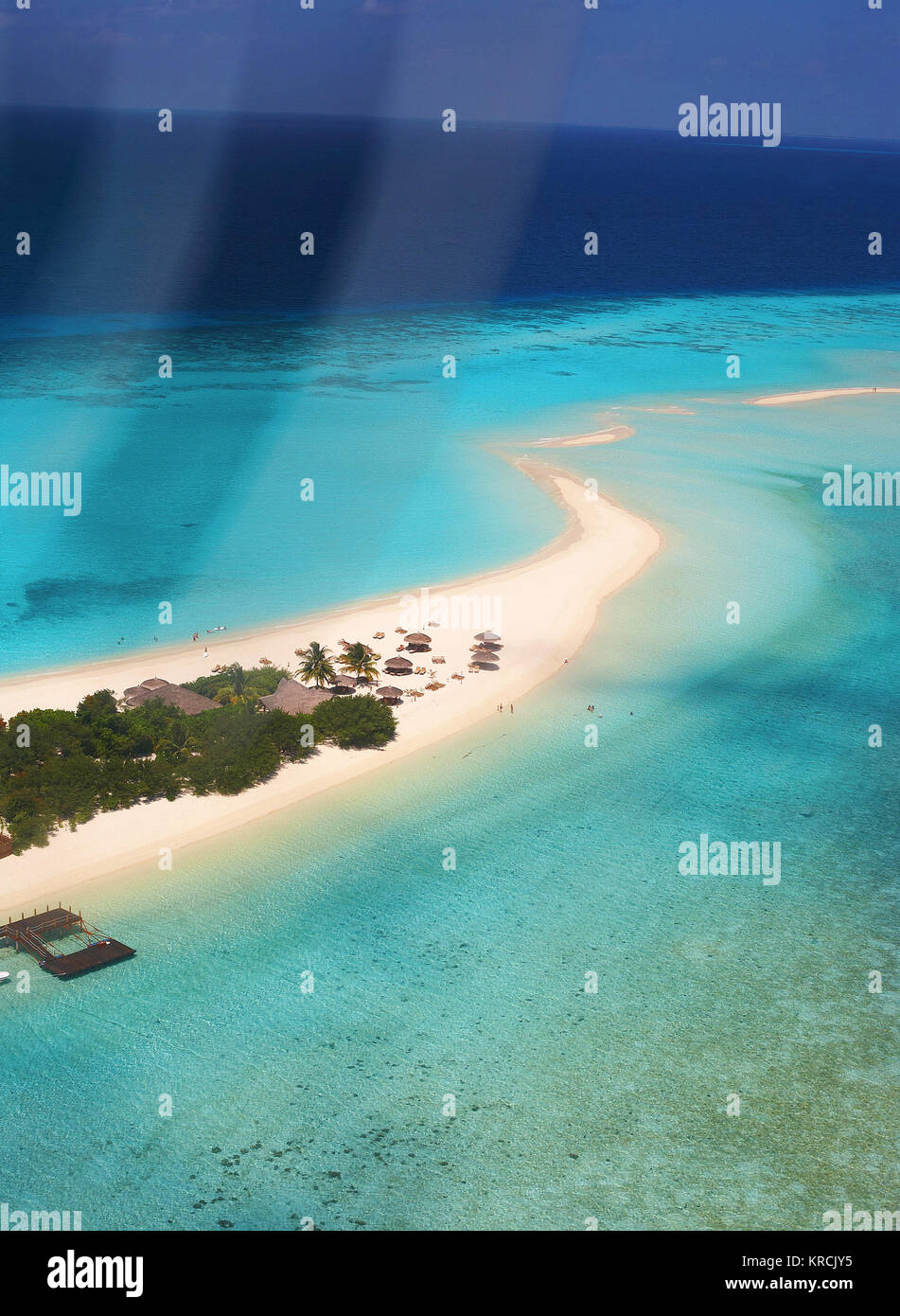 Tropical island. View from plane . Lost in paradise Stock Photo - Alamy