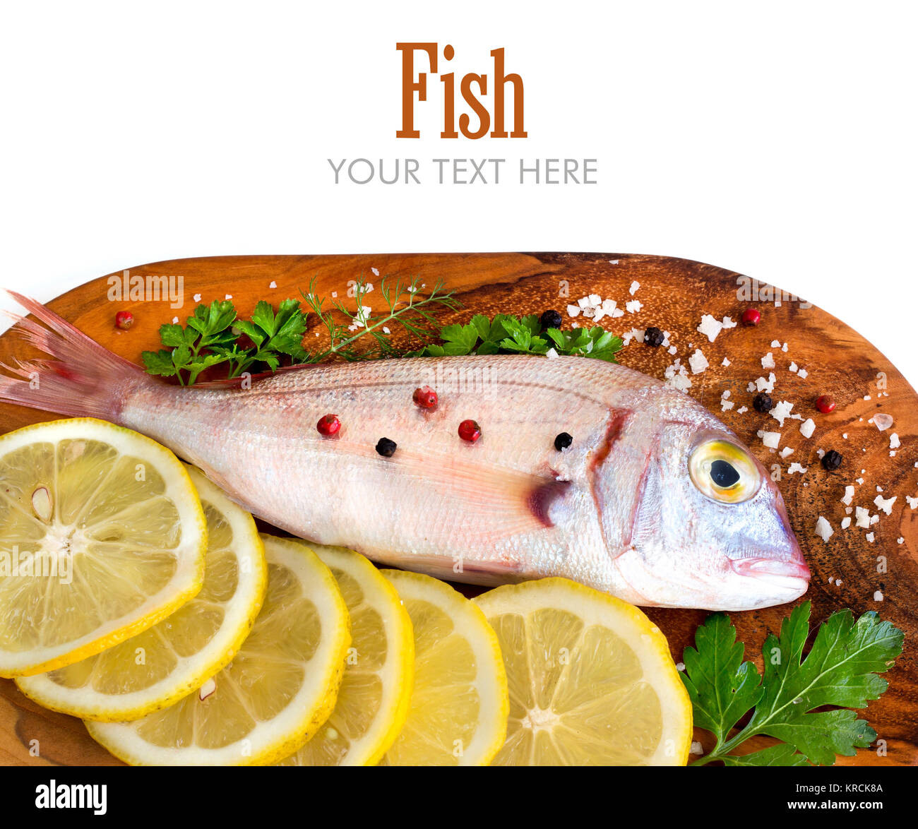 Fresh fish on wooden board Stock Photo - Alamy