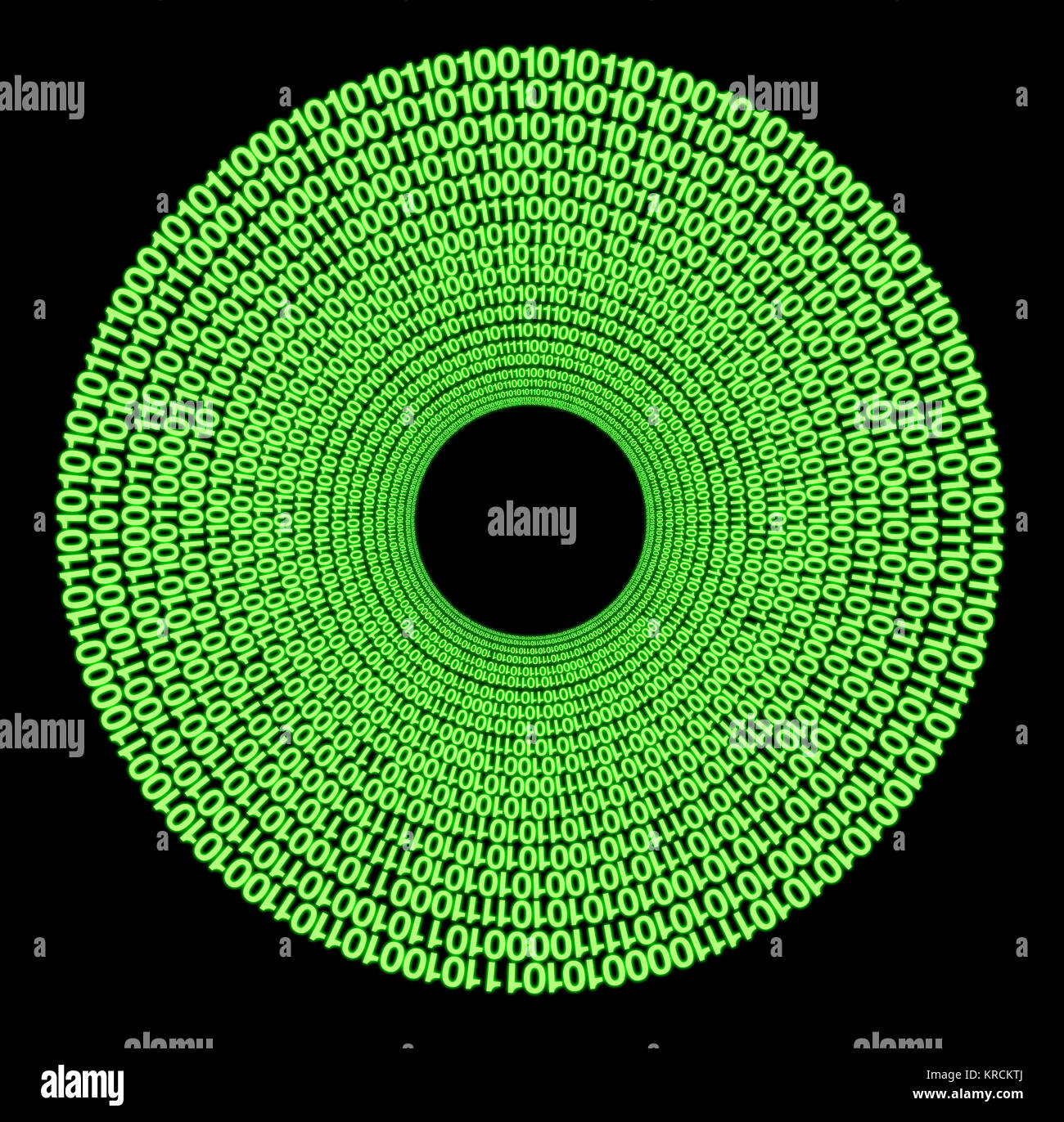 symbolic hard disc made of circular binary code in black back Stock ...