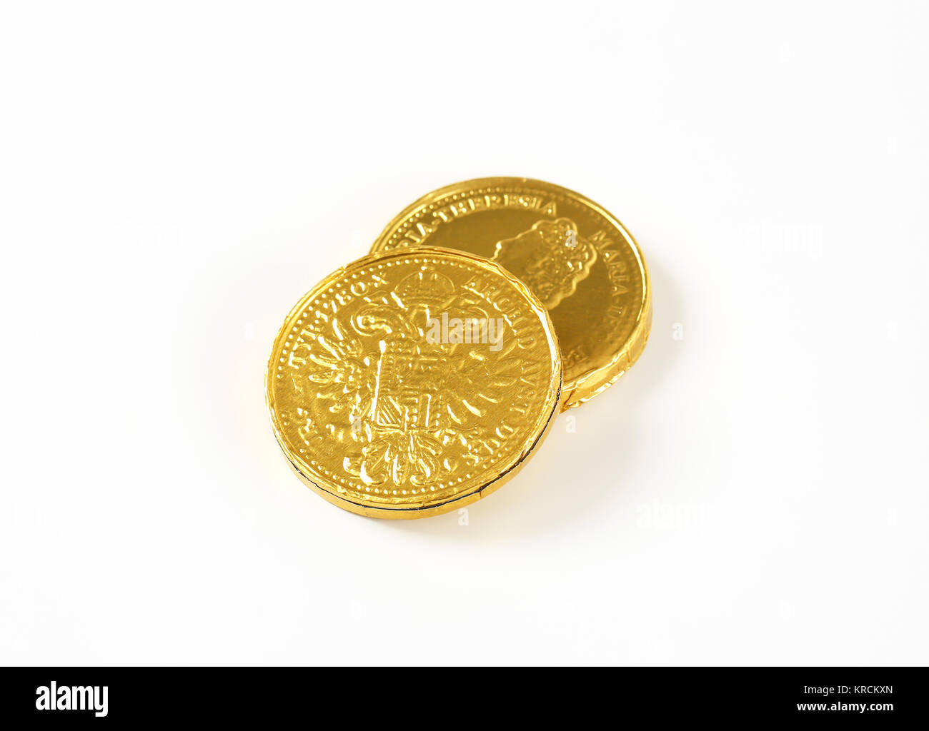 Milk Chocolate Coins Stock Photo - Alamy