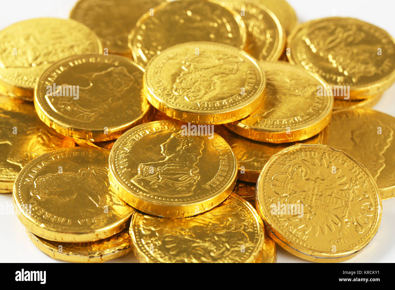 Milk Chocolate Coins Stock Photo - Alamy