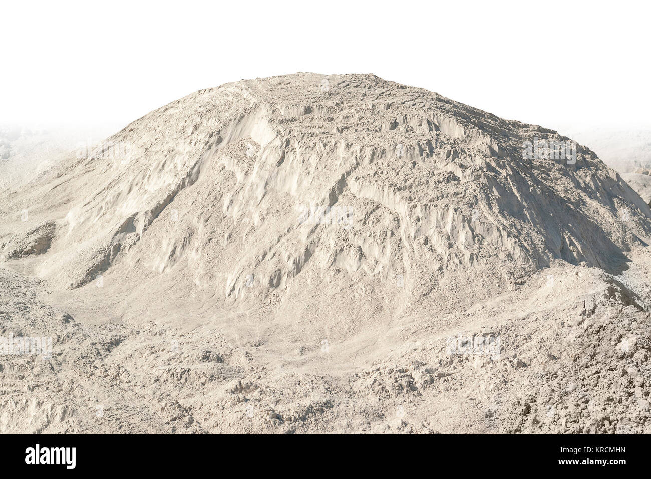 sunny illuminated light brown heap of earth in gradient white back ...