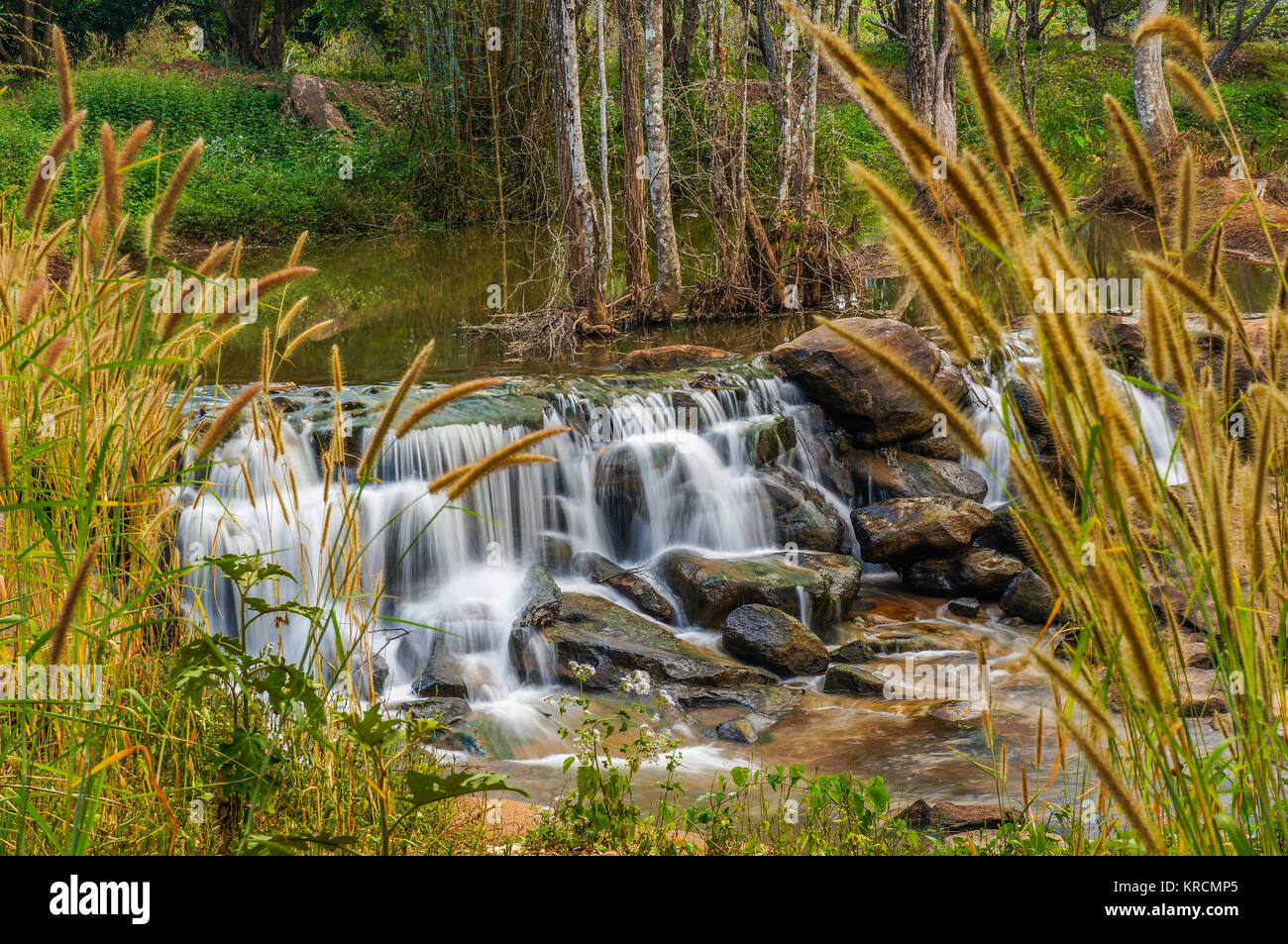 Serene scene of small waterfall hi-res stock photography and images - Alamy