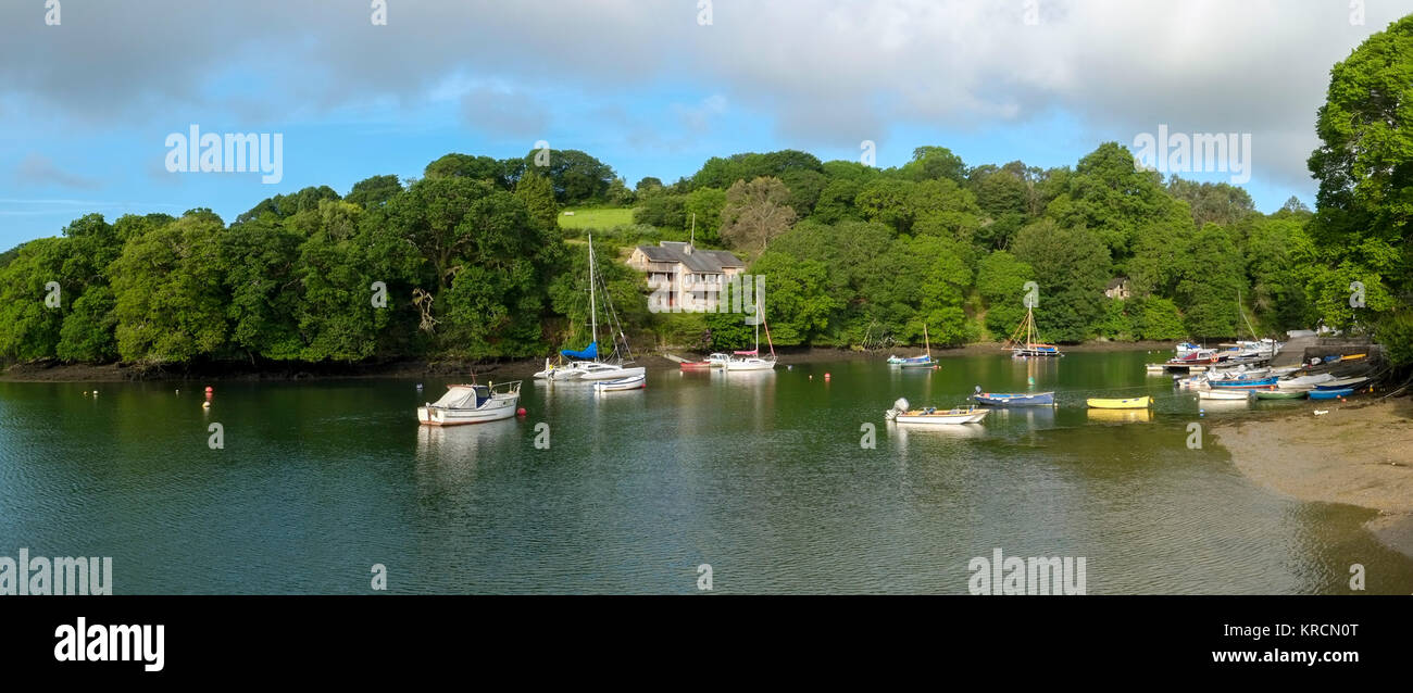Peaceful early summer morning on picturesque boat moorings in the ...