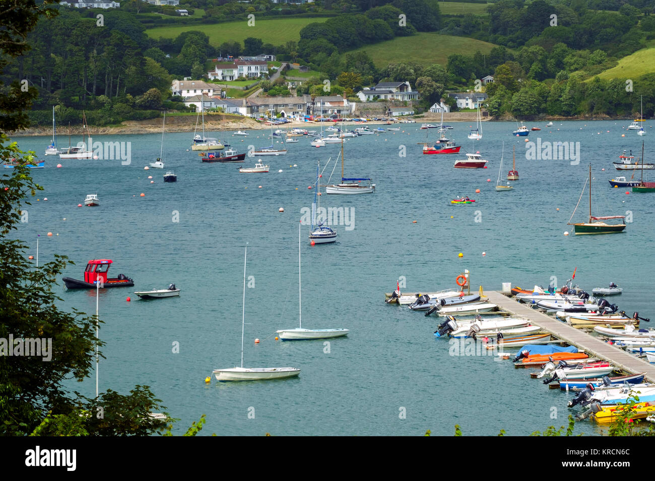 View across the Helford Estuary from the village of Helford to Helford ...