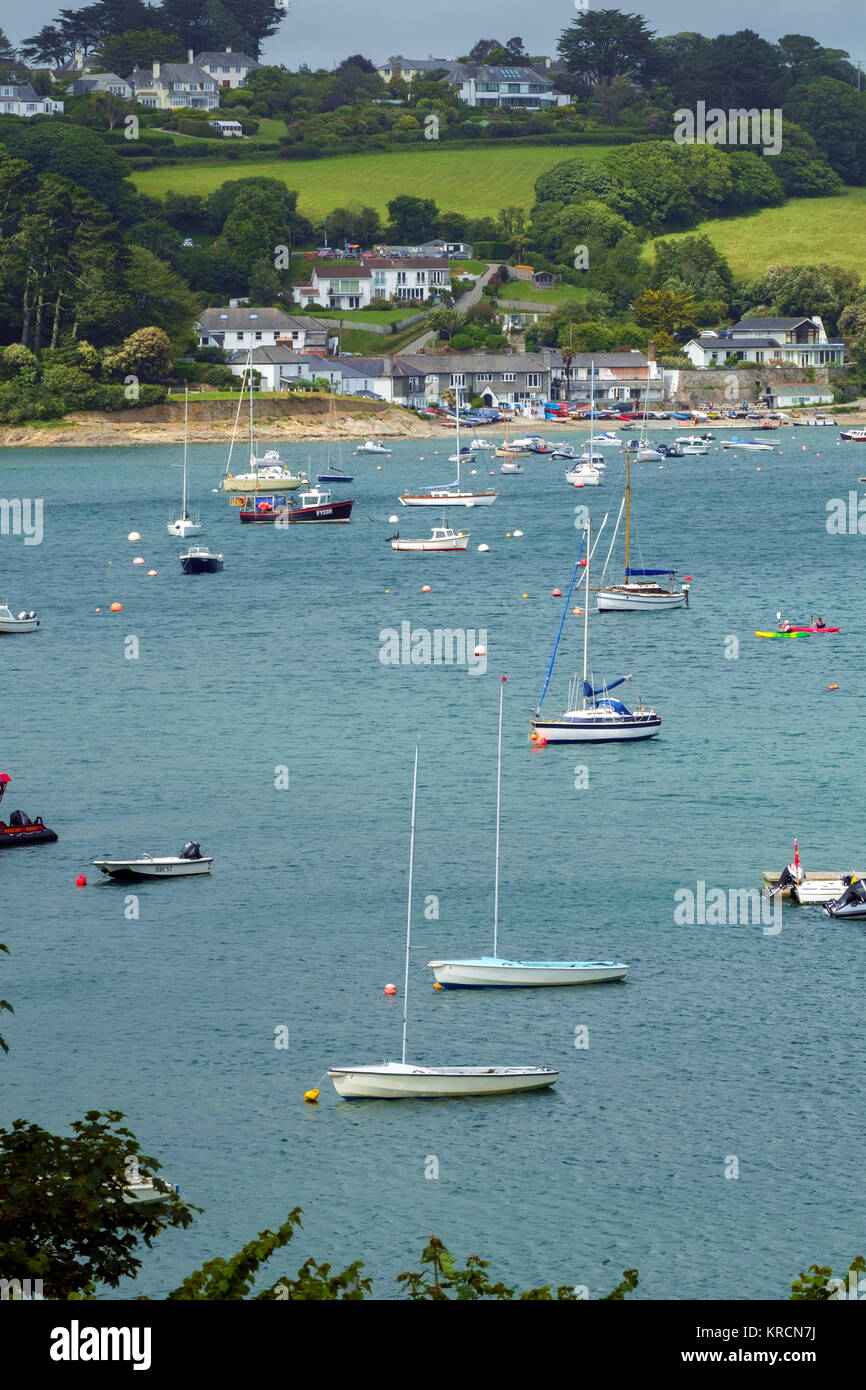 View across the Helford Estuary from the village of Helford to Helford ...