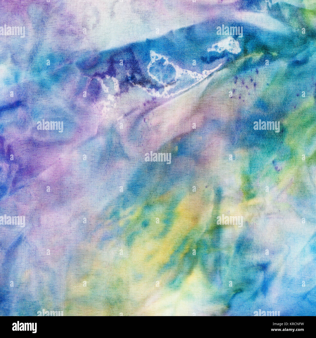 abstract blue and yellow painted silk batik Stock Photo - Alamy